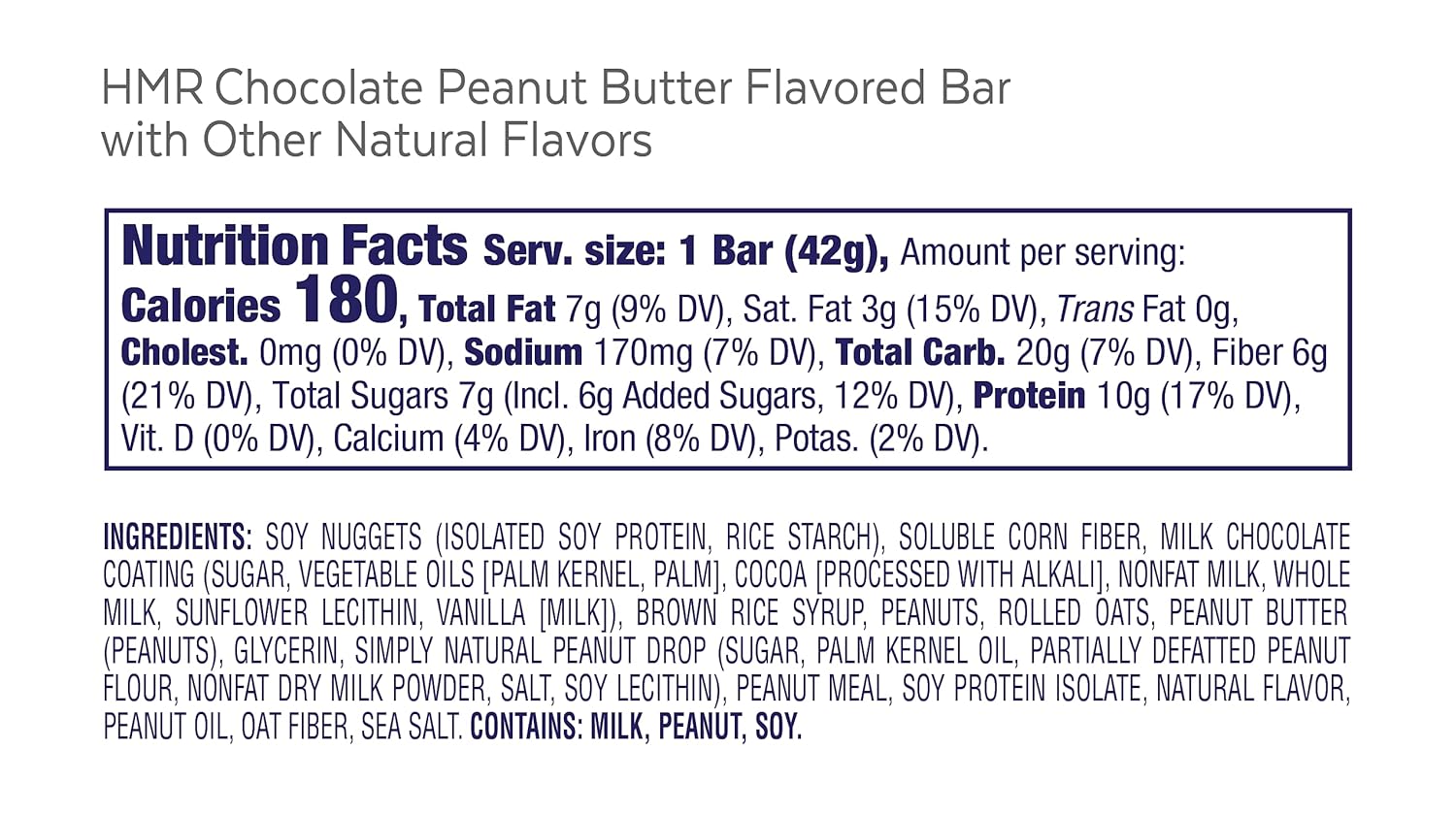 HMR Bar, Chocolate Peanut Butter Protein Bar - Food Library - I AM ...